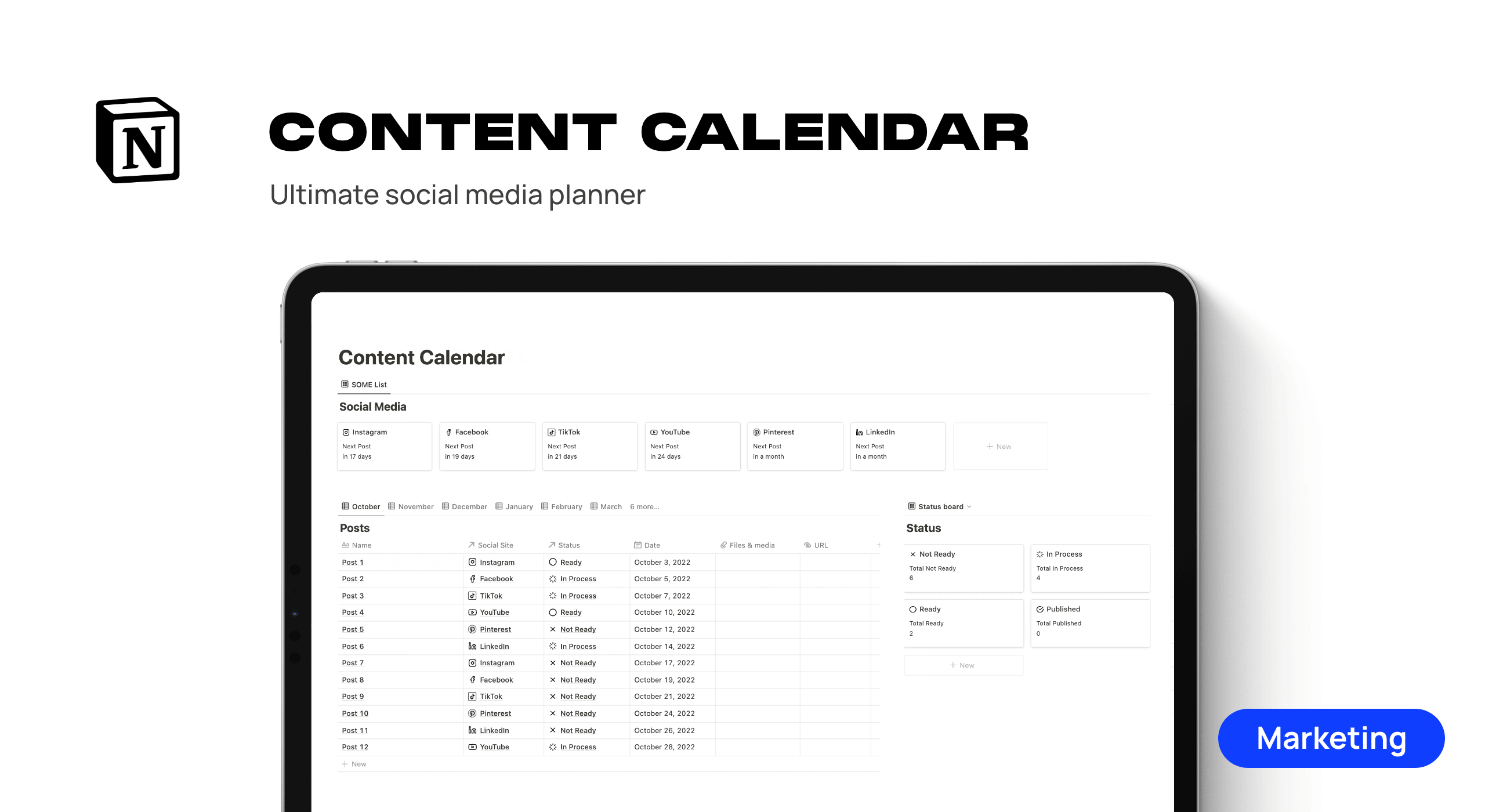 Notion Content Calendar - Notionland Template Gallery